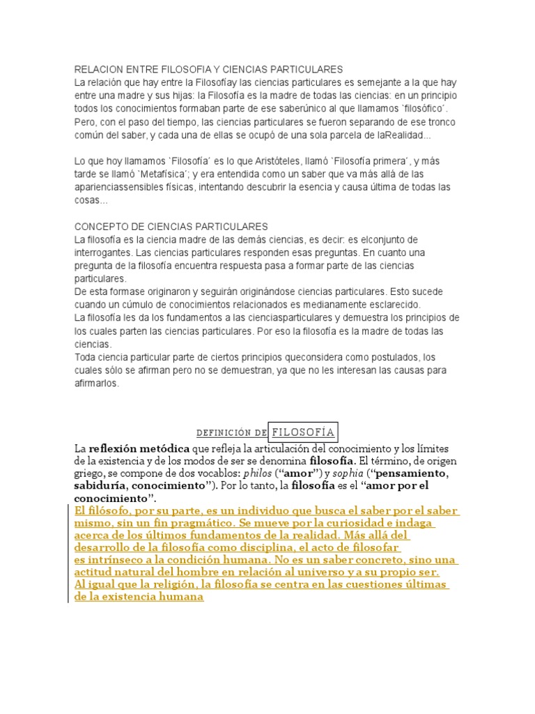 Relacion Entre Filosofia y Ciencias Particulares | PDF | Ciencias ... Relacion Entre Filosofia y Ciencias Particulares | PDF | Ciencias ...