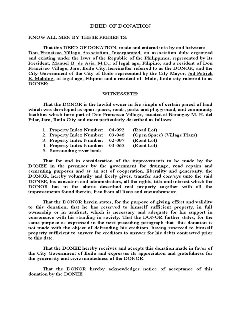 Deed of Donation | PDF | Property Law | Common Law