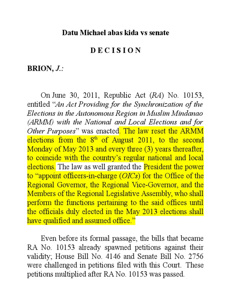 Datu Michael Abas Kida Vs Senate | PDF | Constitutional Amendment ...