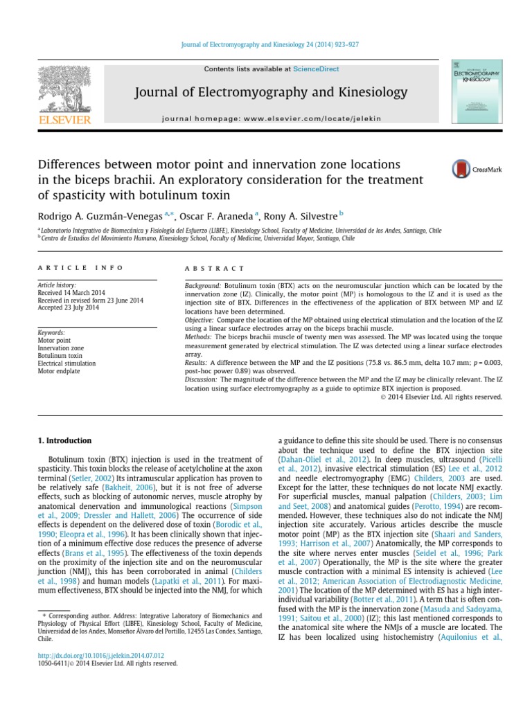 Differences Between Motor Point and Innervation Zone Locations in The Biceps Brachii An ...