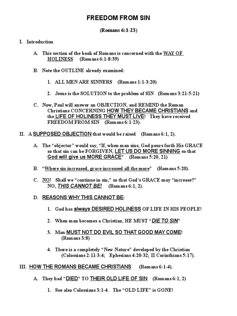 Freedom From Sin MS | PDF | Epistle To The Romans | Grace In Christianity