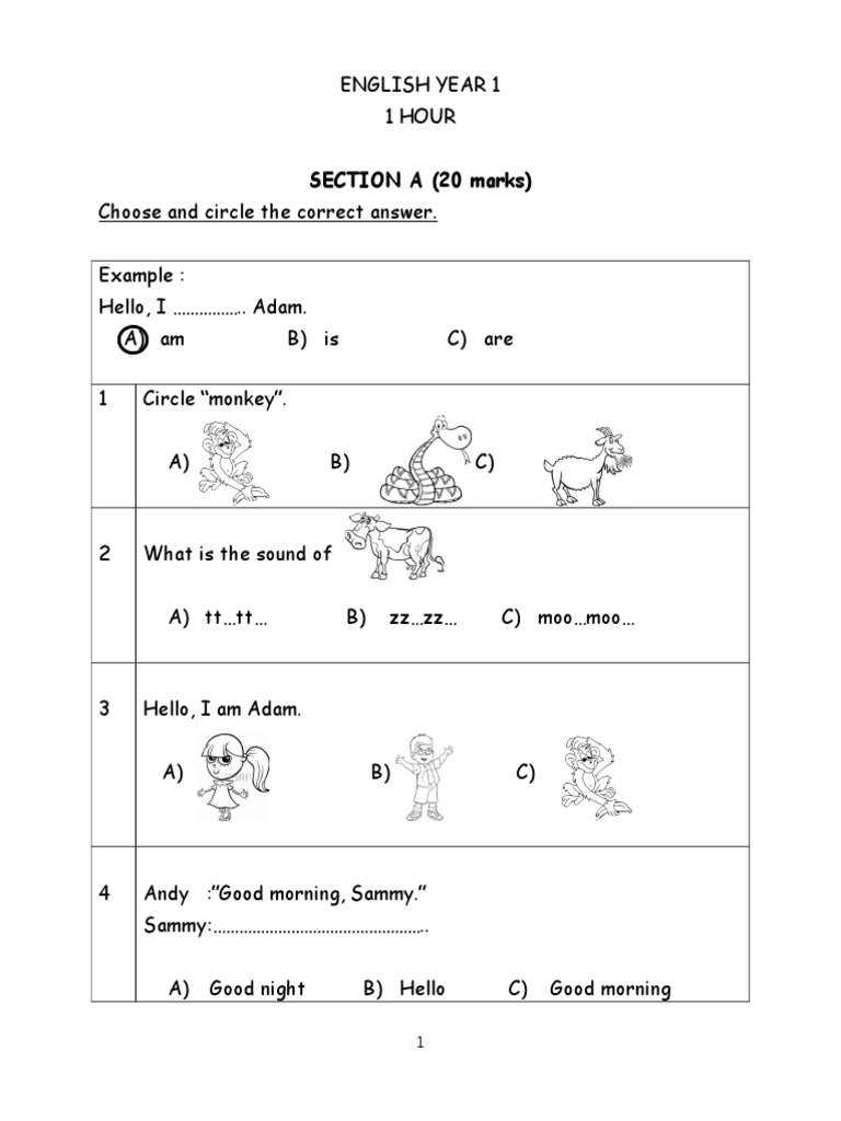 English Year 1 | PDF
