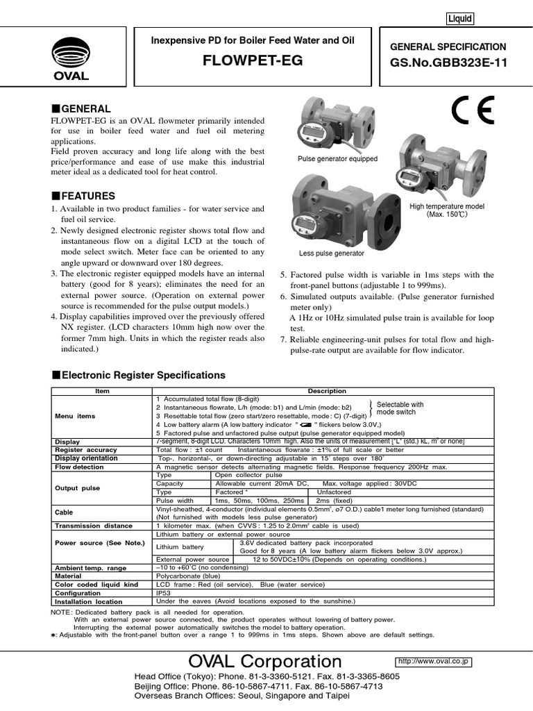 Oval Flow Meter | PDF | Flow Measurement | Valve