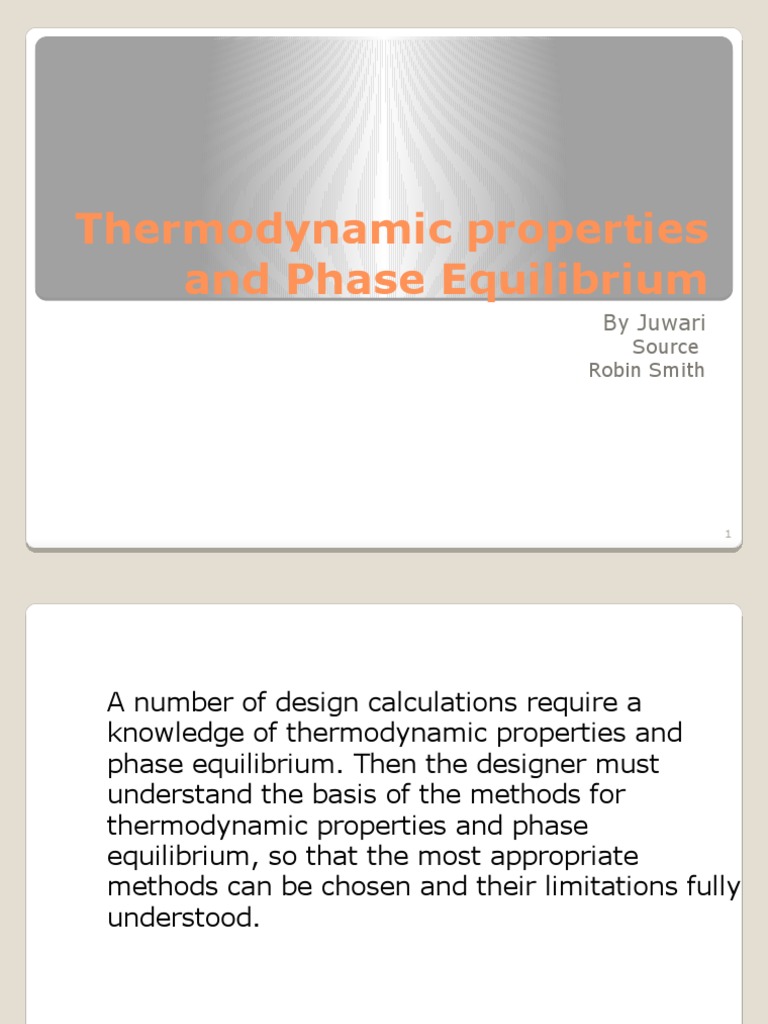 Thermodynamic Properties & Phase Equilibrium | PDF | Phase Rule | Gases