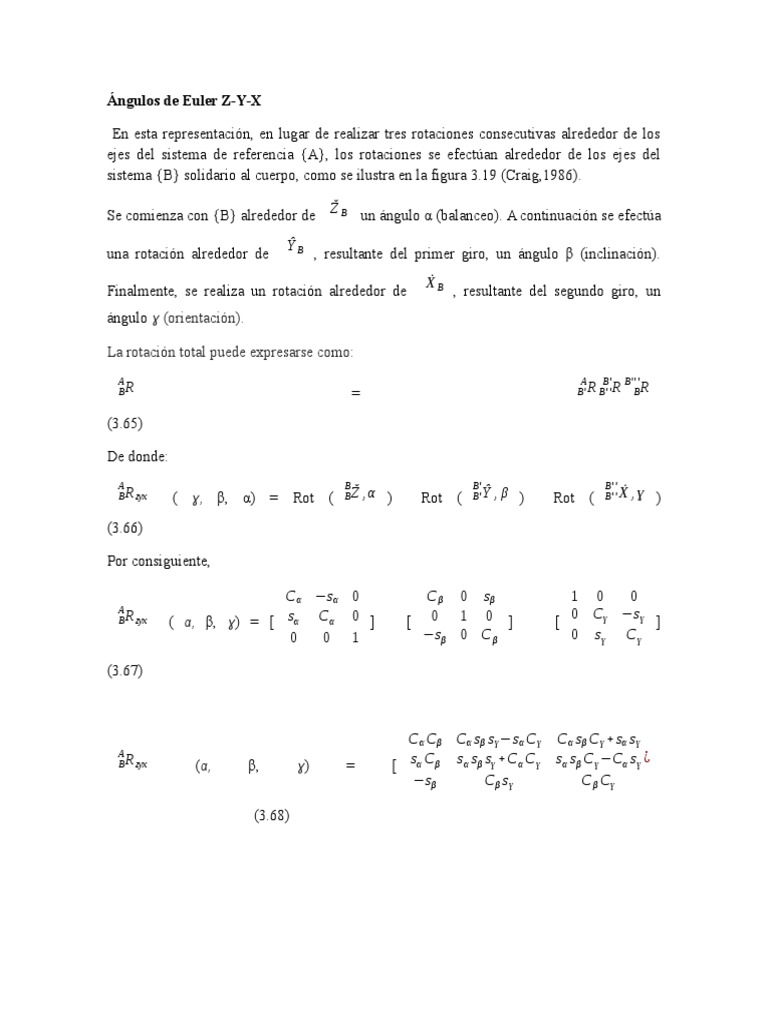 Rotaciones y Ángulos de Euler | PDF | Rotación | Física teórica