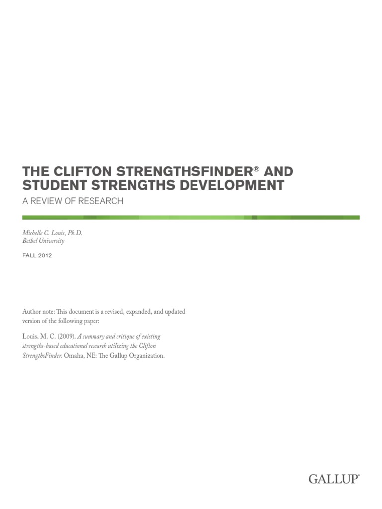 The Clifton StrengthsFinder and Student Strengths Development ...