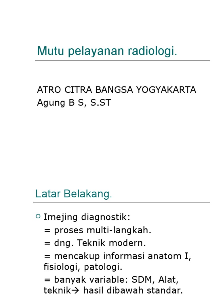Mutu Pelayanan Radiologi | PDF | Sains & Matematika