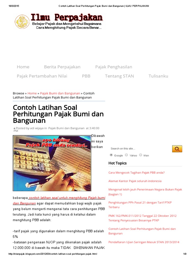 Contoh Latihan Soal Perhitungan Pajak Bumi Dan Bangunan - ILMU ...