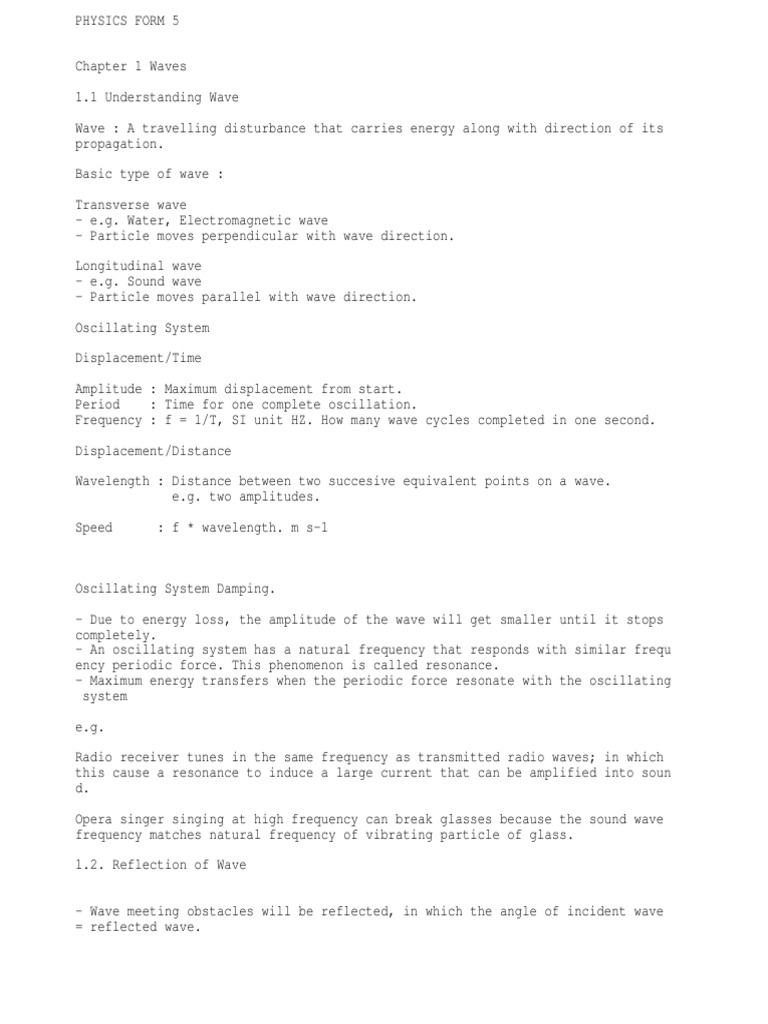 Physics Form 5 | PDF | Resonance | Waves