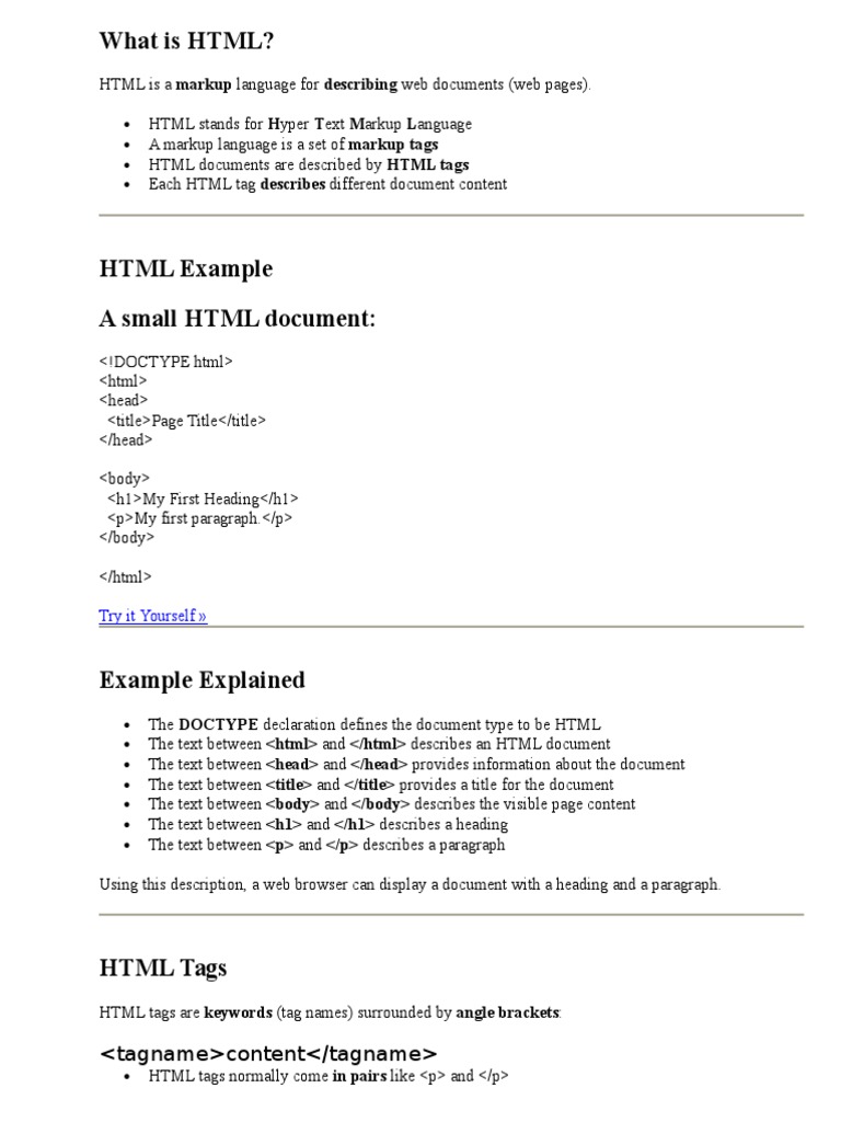 HTML Tutorial | PDF | Html Element | Html
