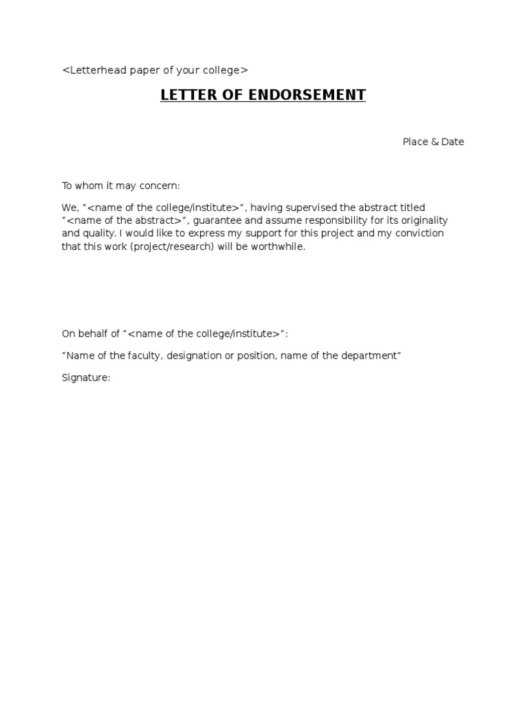 Endorsement Letter | PDF