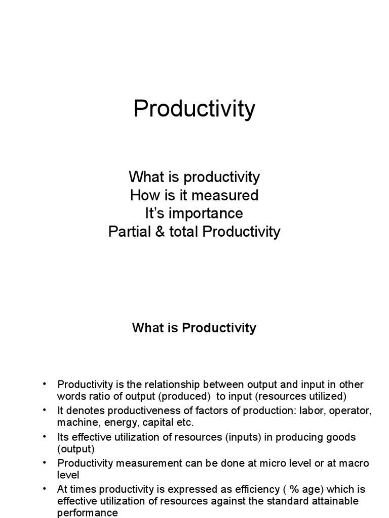 Productivity | PDF | Value Added | Factors Of Production