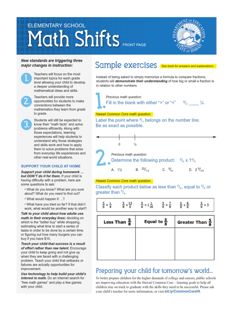 Elementary School Math Sample Test | PDF | Fraction (Mathematics ...