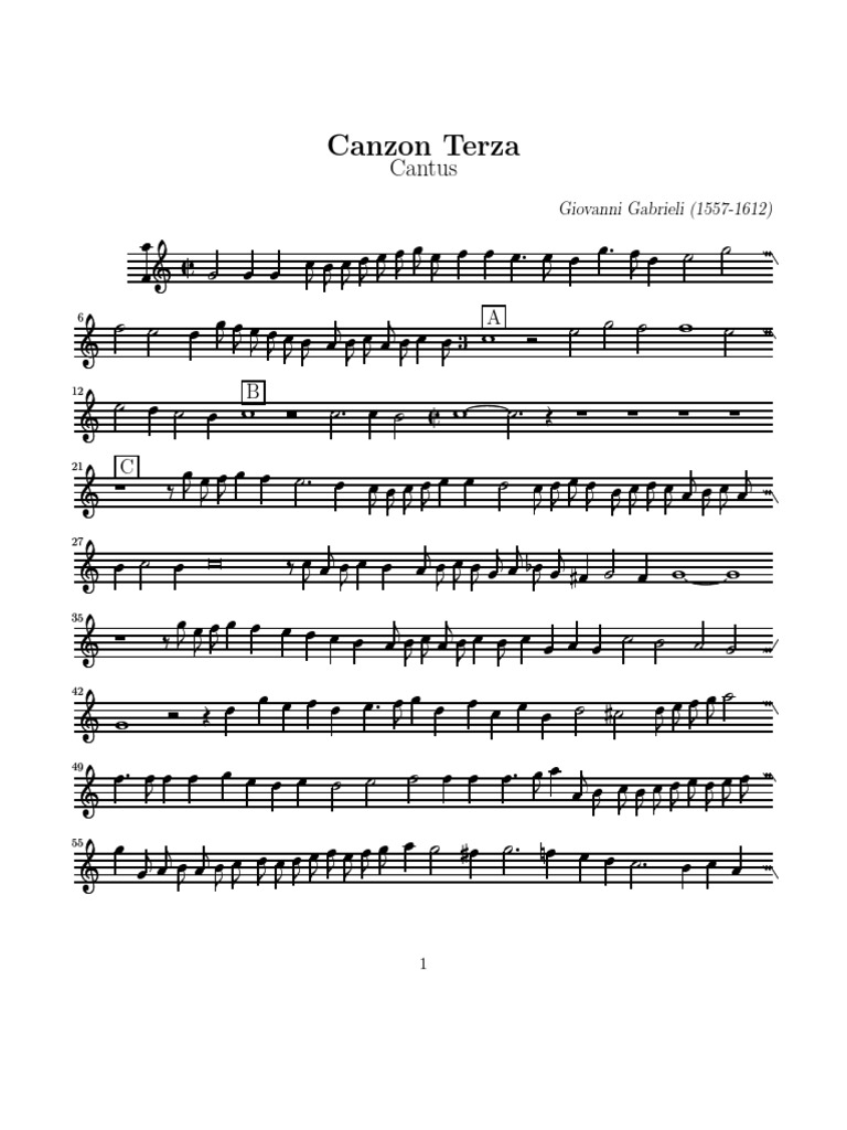 Gabrieli's Canzon Terza Music Score | PDF