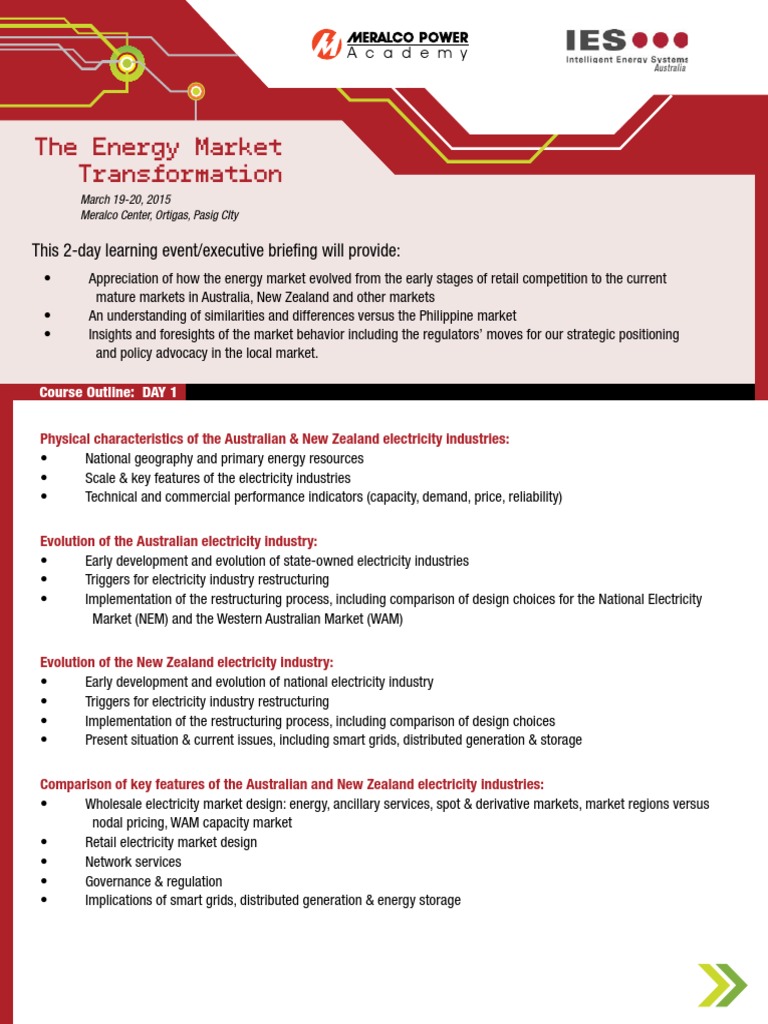 Energy Market Course Outline | PDF | Electrical Grid | Electric Power ...