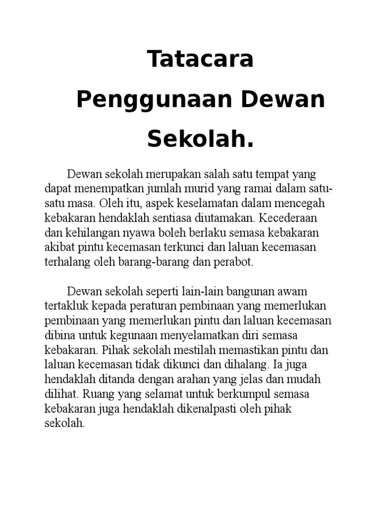 Tatacara Penggunaan Dewan Sekolah | PDF