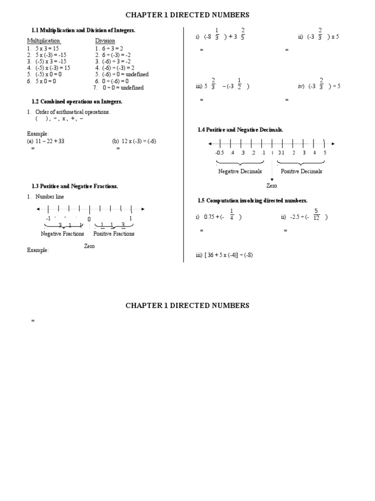 Fundamentals of Directed Numbers: An Introduction to the Multiplication ...