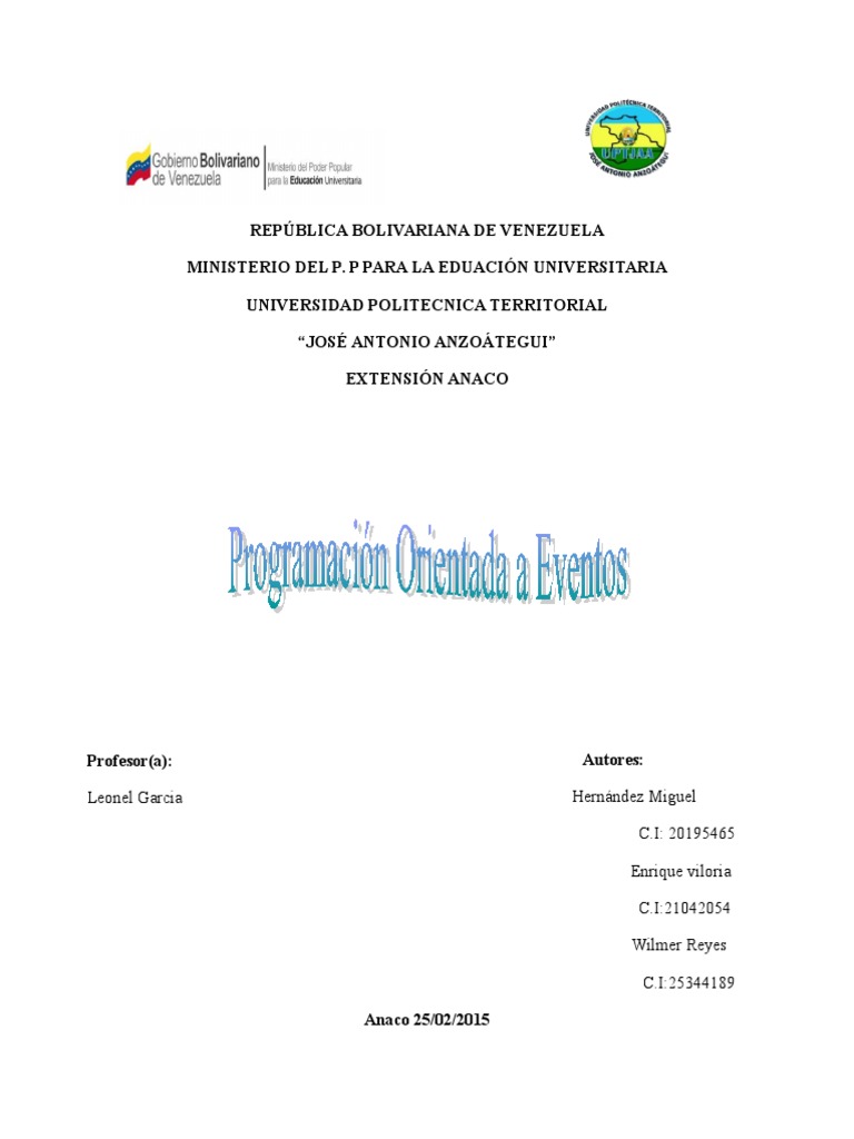 Programacion Orientada A Eventos | PDF | Programa de computadora ...