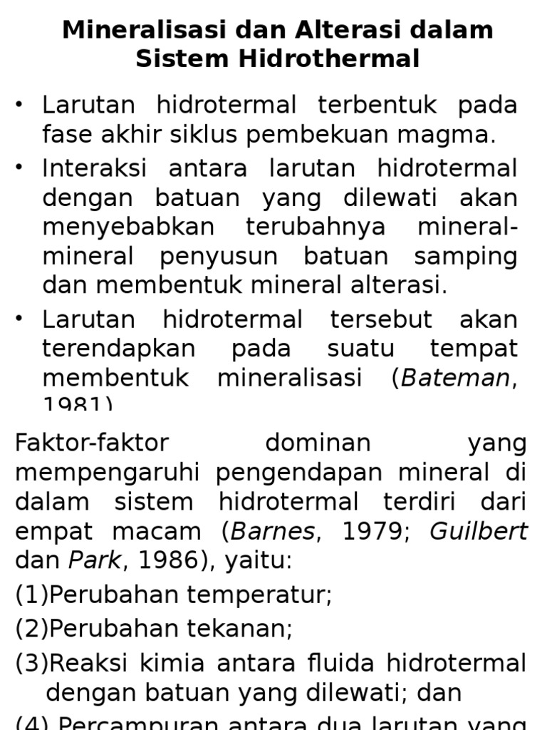 Mineralisasi & Alterasi Dalam Sistem Hidrothermal | PDF