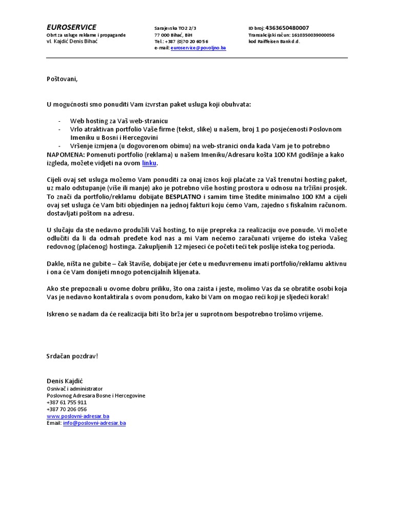 Hosting Ponuda | PDF