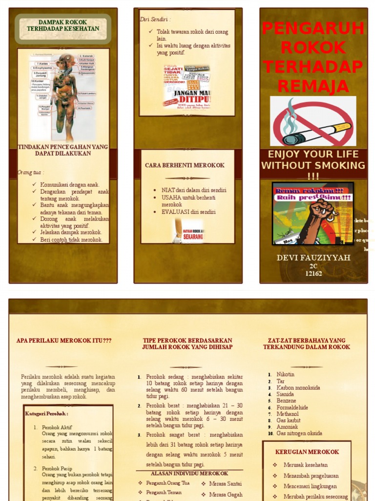 Leaflet Pengaruh Rokok Terhadap Remaja | PDF | Pengembangan Diri ...