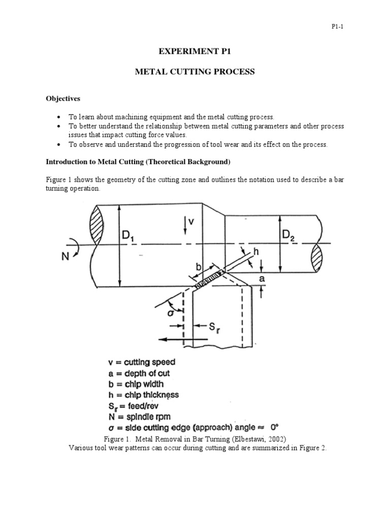 Experiment p1 Metal Cutting Process | PDF | Machining | Wear