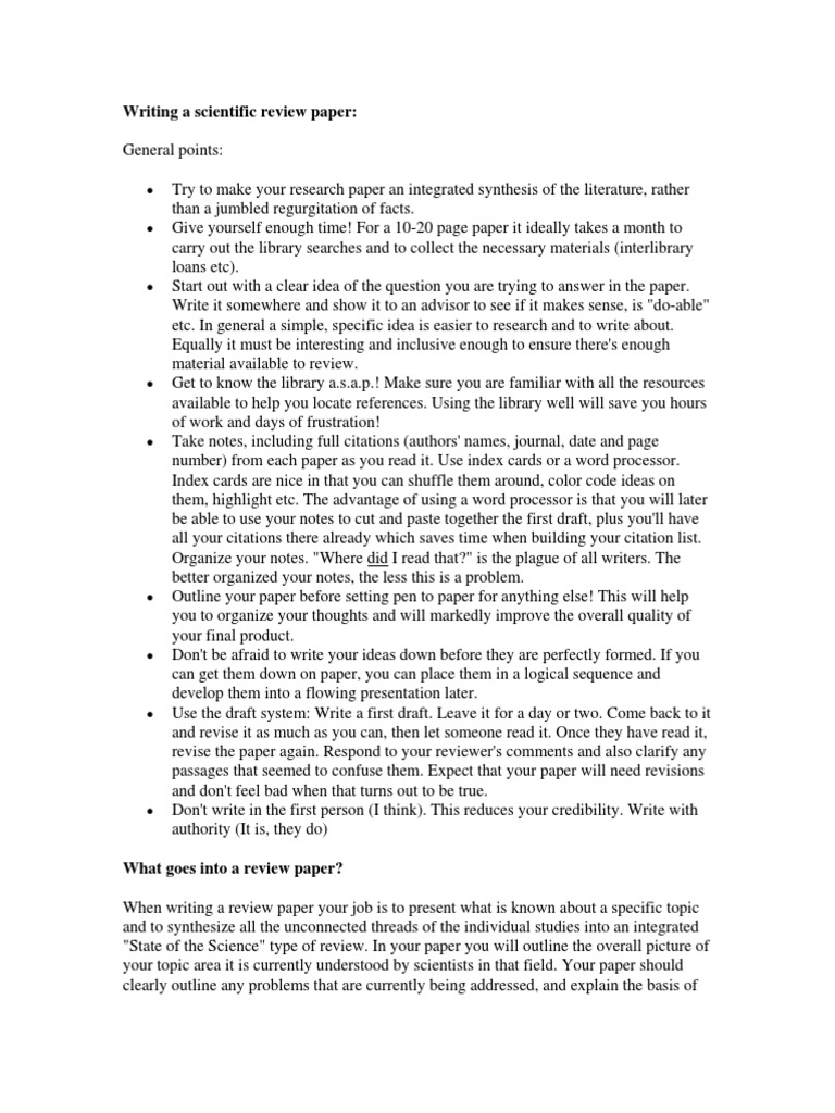 Writing A Review Paper | PDF