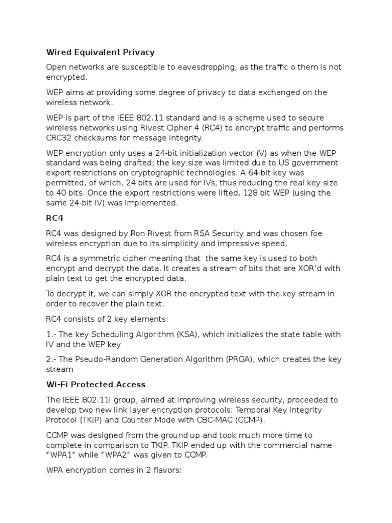 Wired Equivalent Privacy | PDF | Telecommunications Engineering ...