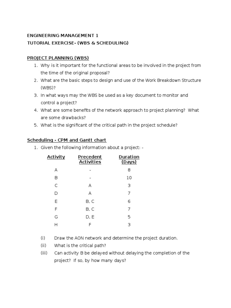 TUT 8 - Project Planning & CPM | PDF | Accountability | Systems Theory