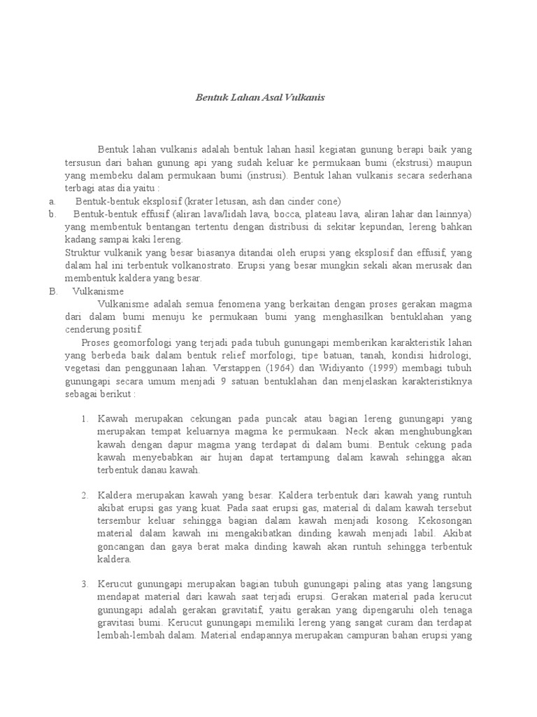 Bentuk Lahan Vulkanis dan Vulkanisme | PDF | Sains & Matematika