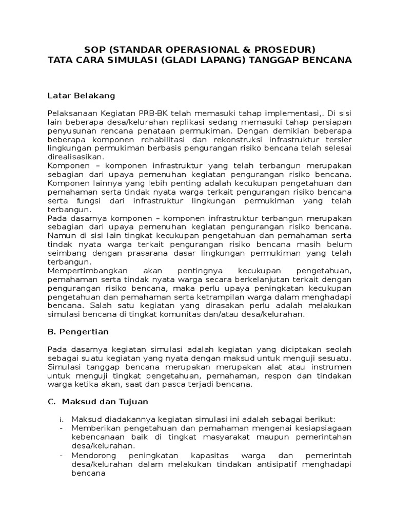 BB - 2 Sop Simulasi Tanggap Bencana | PDF
