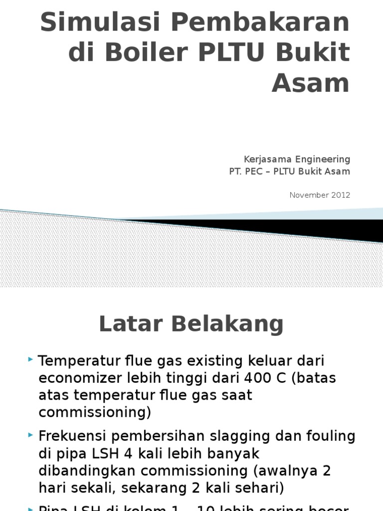 Simulasi Pembakaran Boiler PLTU Asam | PDF