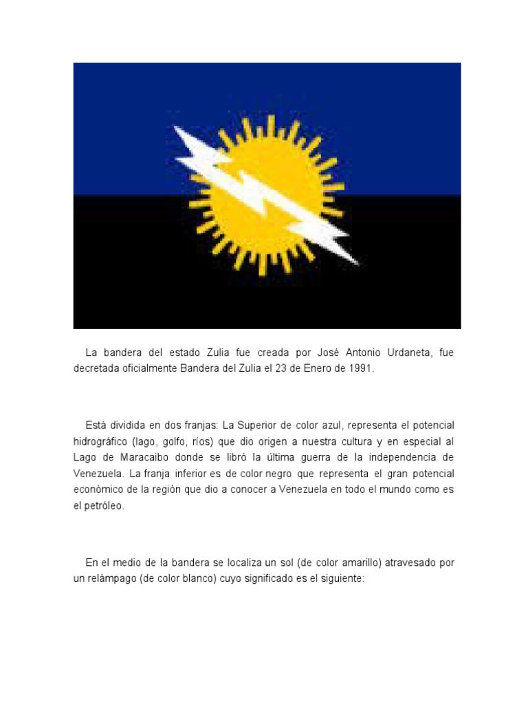 La Bandera Del Estado Zulia Fue Creada Por José Antonio Urdaneta | PDF ...