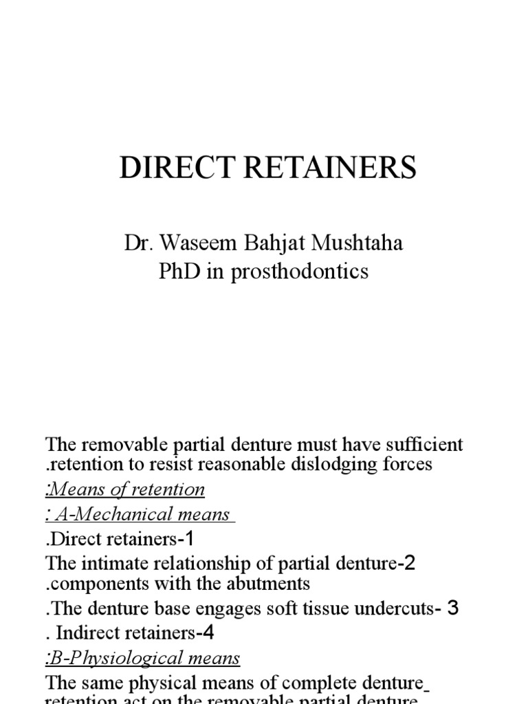 3 - Direct Retainers | PDF | Dentures | Dentistry Branches