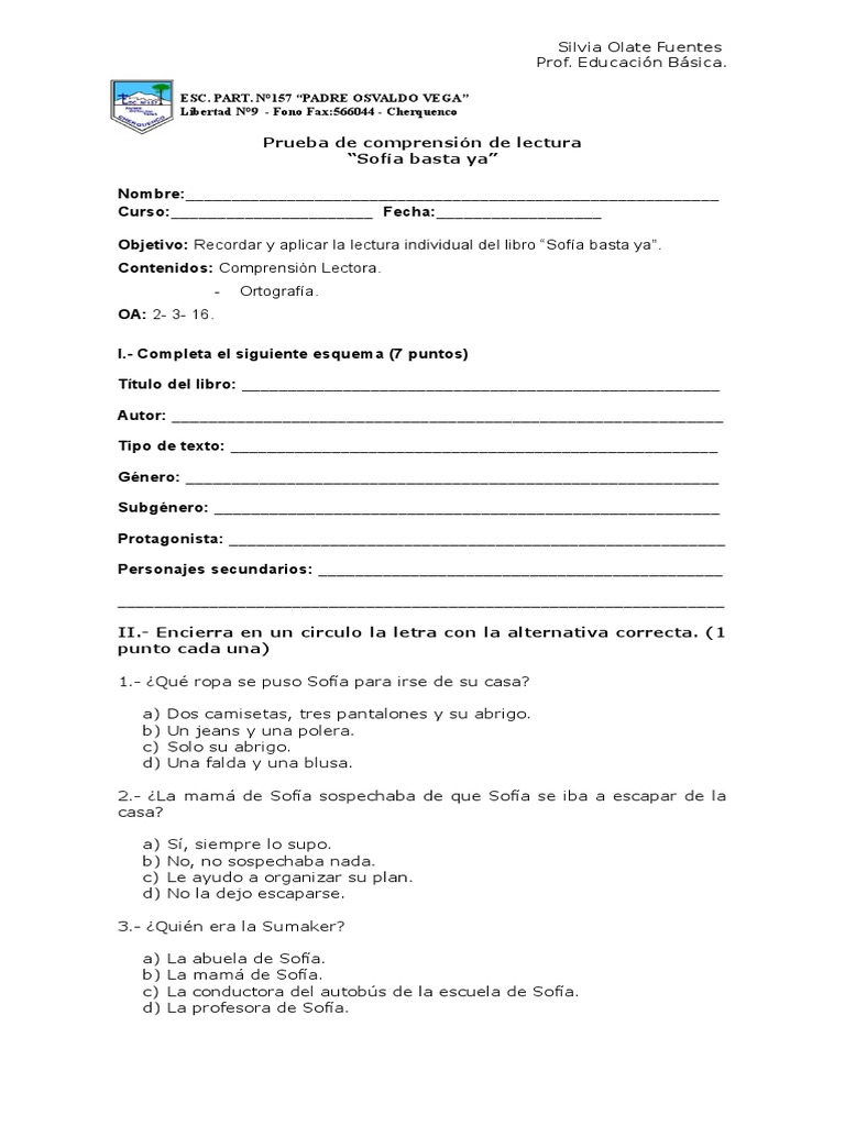 Prueba Sofia Basta Ya | PDF