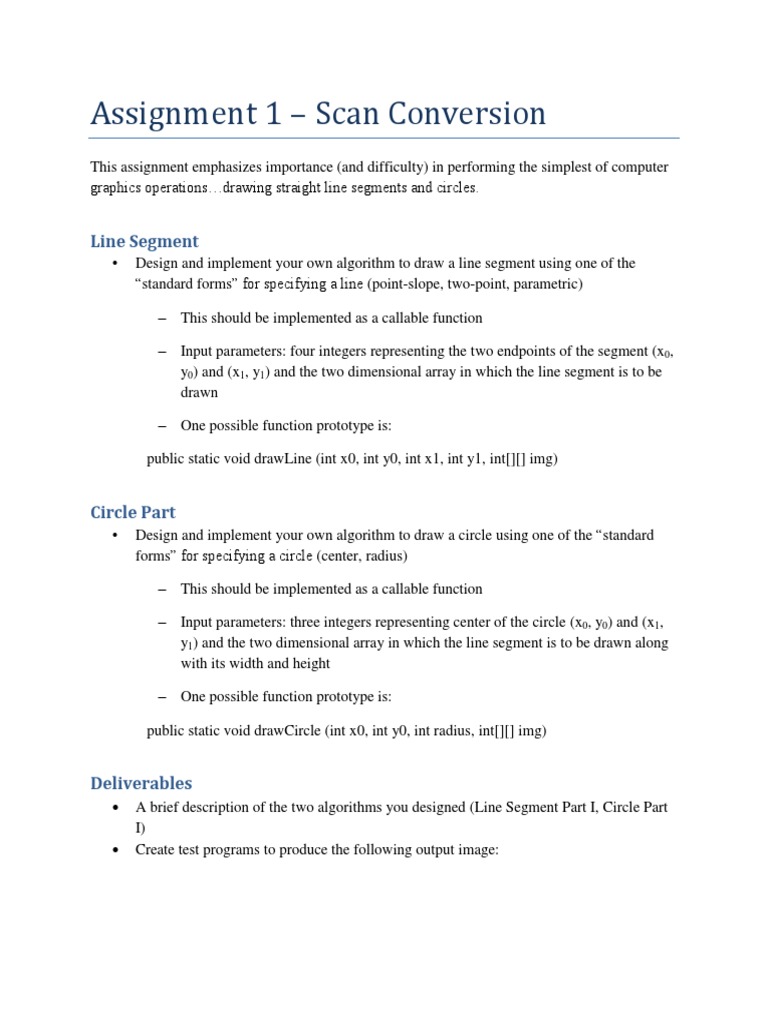 Assignment 1 - Scan Conversion: Line Segment | PDF | Computers