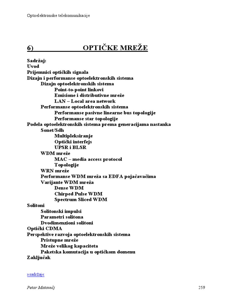OM Skripta Opticke Mreze | PDF