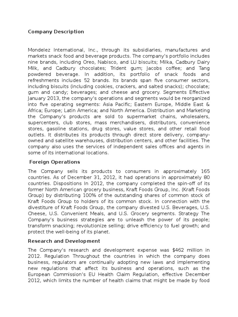 Mondelez Report | Download Free PDF | Kraft Foods Inc | Mondelez ...