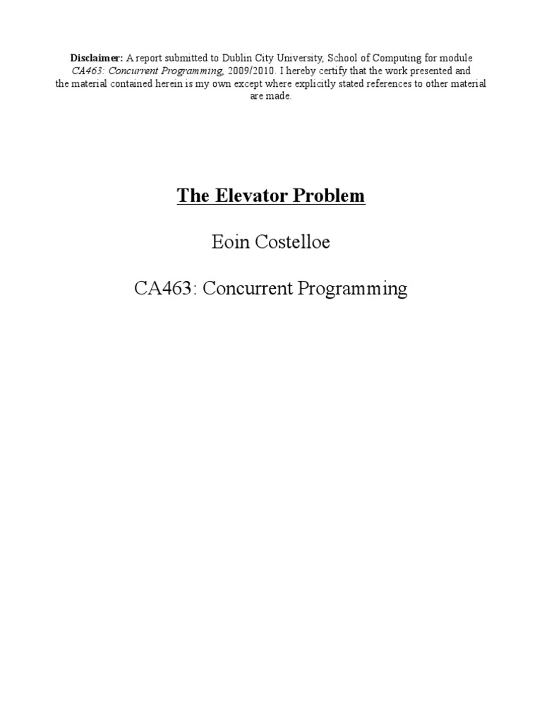Elevator Problem | PDF | Elevator | Concurrent Computing