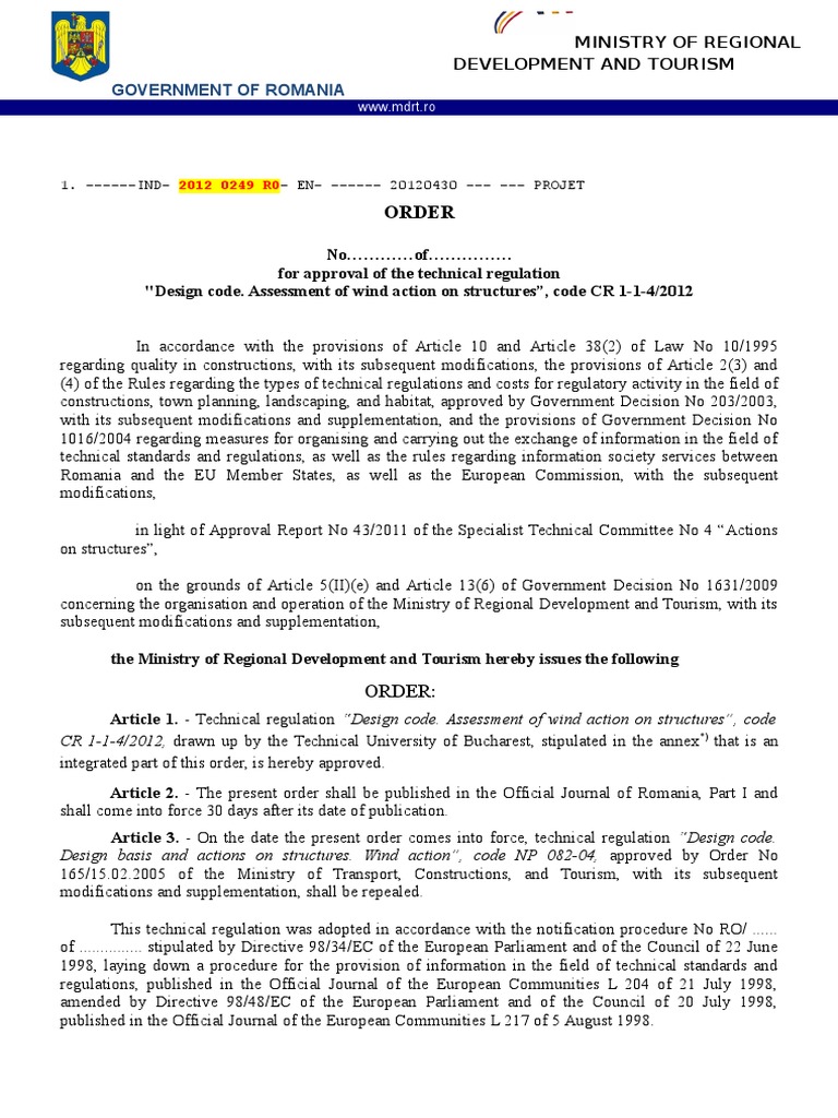 Romanian Wind Code CR1-1-4 | PDF | Wound | Applied And ...