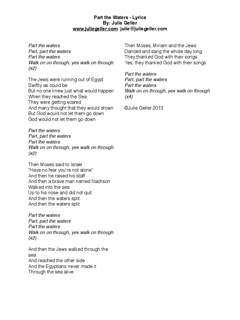 Part the Waters Lyrics by Julie Geller | PDF