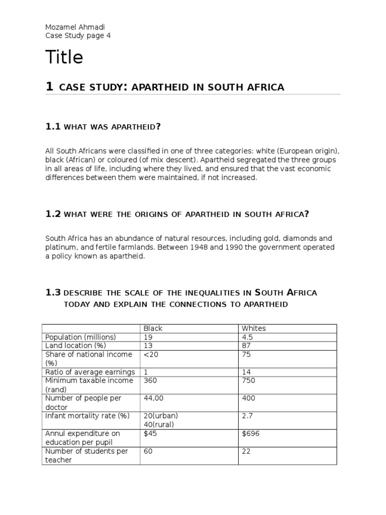 Title: Case Study Apartheid IN South Africa | PDF | Dalit | Apartheid