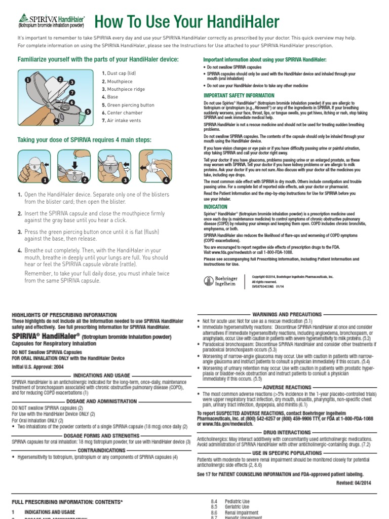 SPIRIVA HandiHaler Instructions | Placebo Controlled Study | Chronic ...