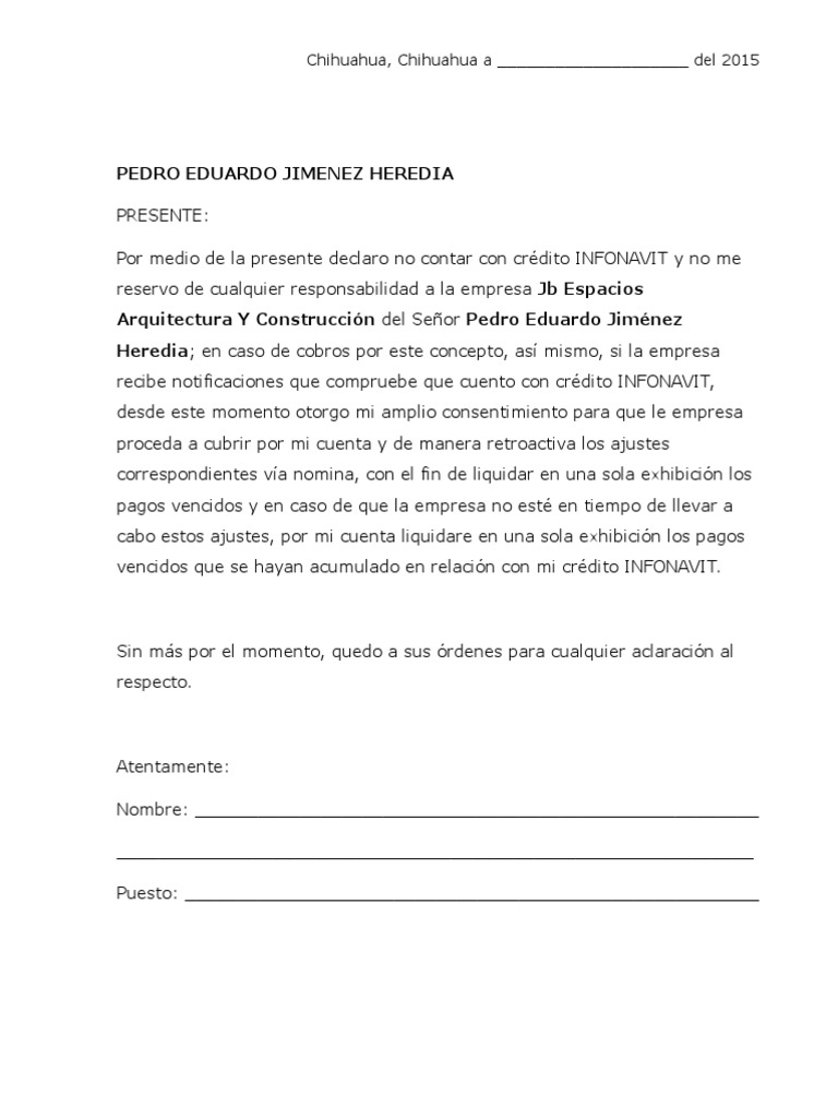 Carta Infonavit | PDF