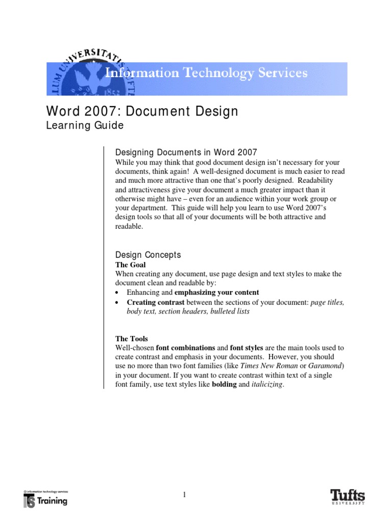 Word 07 Document Design | PDF | Typefaces | Paragraph