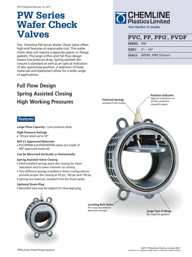 PW Series Wafer Check Valves | PDF | Valve | Chemical Engineering