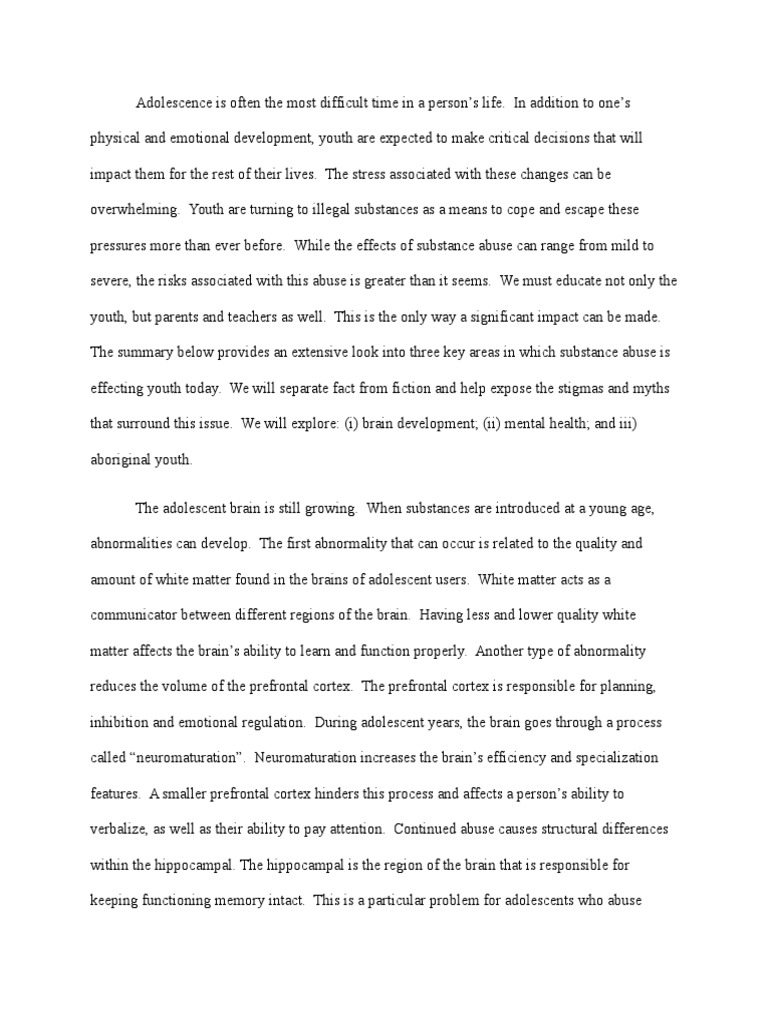Summary For Website | PDF | Substance Abuse | Alcoholism