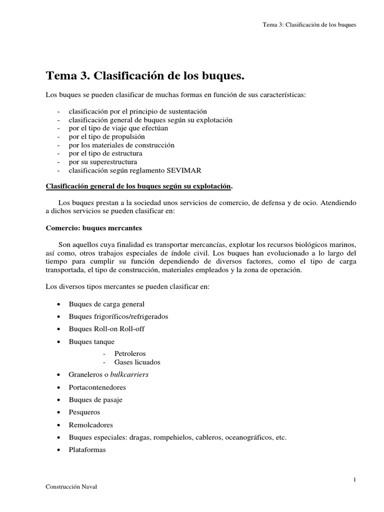 3.tema 3º Clasificación de Buques | PDF | Remolcador | Gas natural licuado