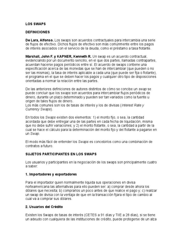 Definición y Tipos de Swaps | PDF | Swap (Finanzas) | Interés