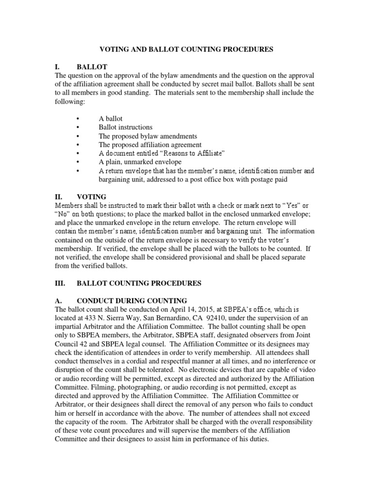 Voting and Ballot Counting Procedures | Download Free PDF | Ballot | Voting